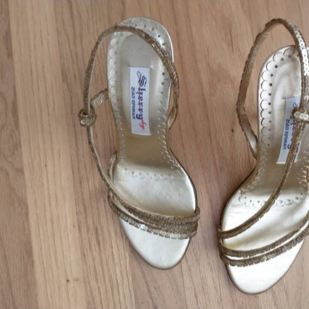Designer Gold High Heels - Gem
